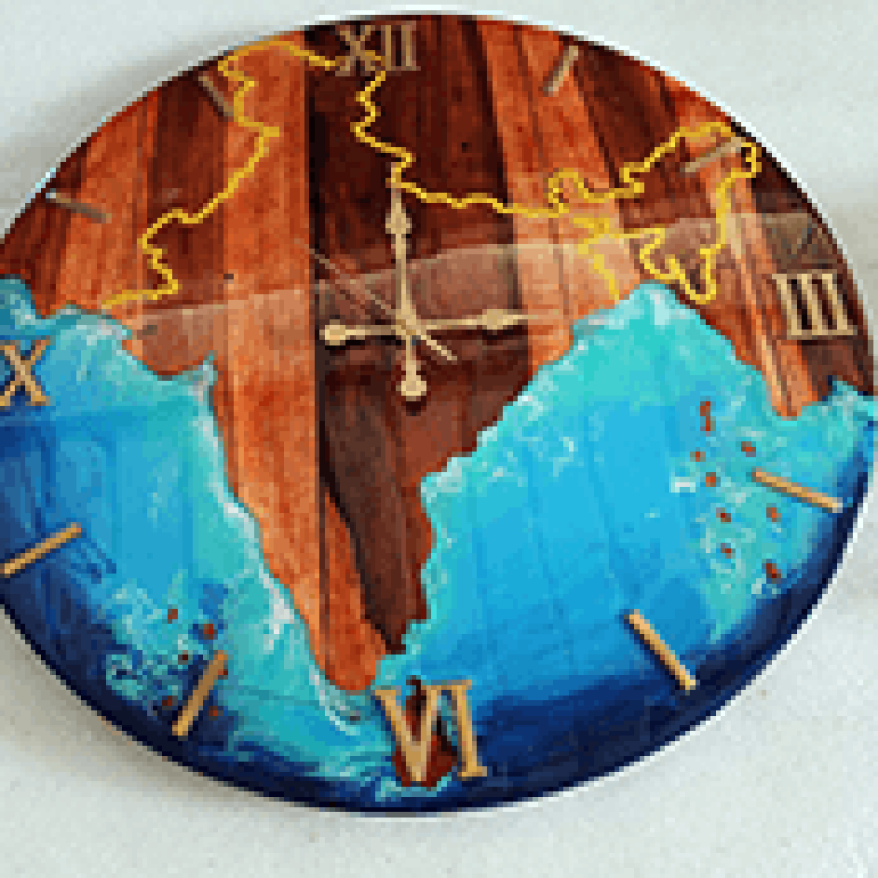 Indian Map Embellished Resin Clock - BuildHUB