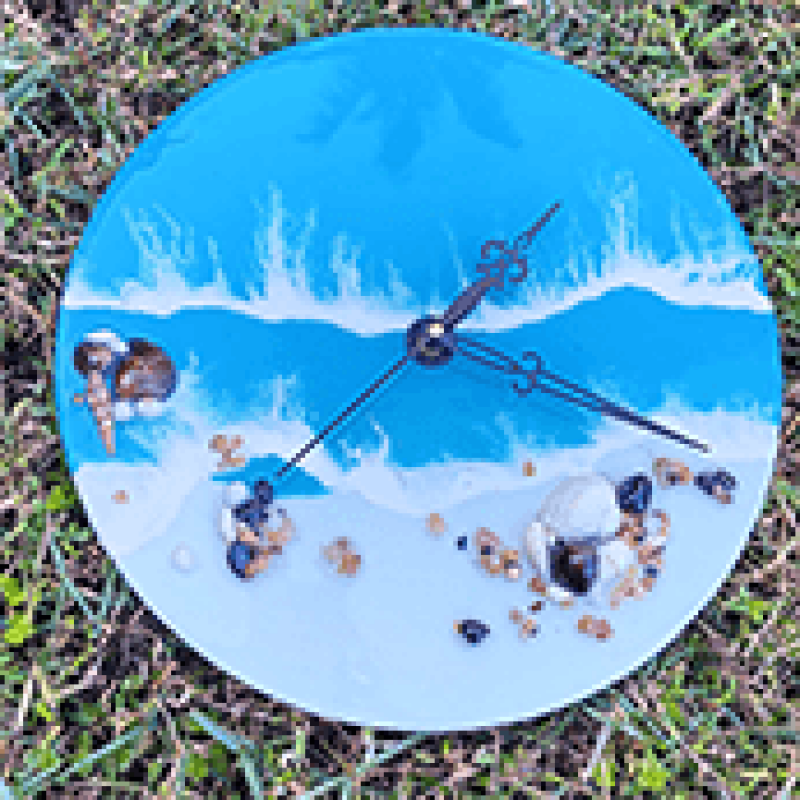 Ocean Wave Epoxy Wall Clock - BuildHUB