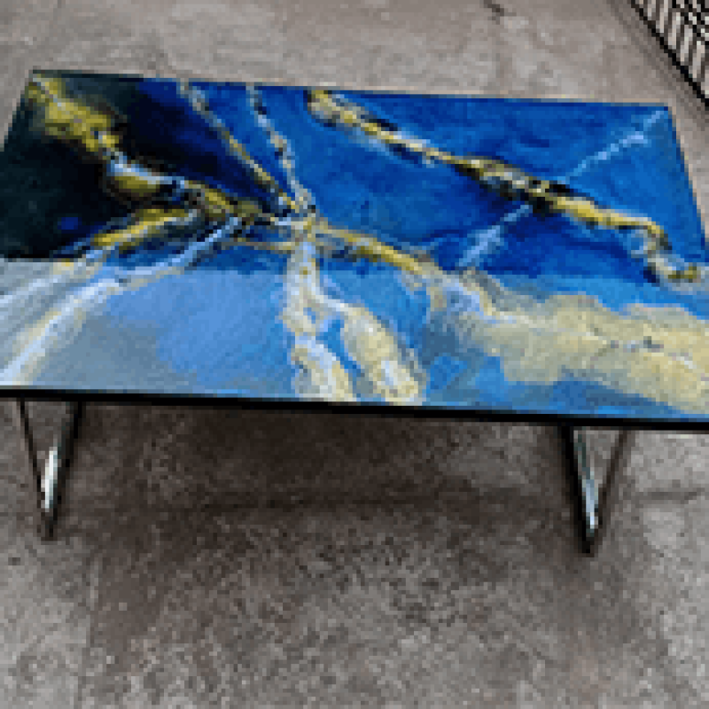 Blue Marble Finish Epoxy Dining Table - BuildHUB