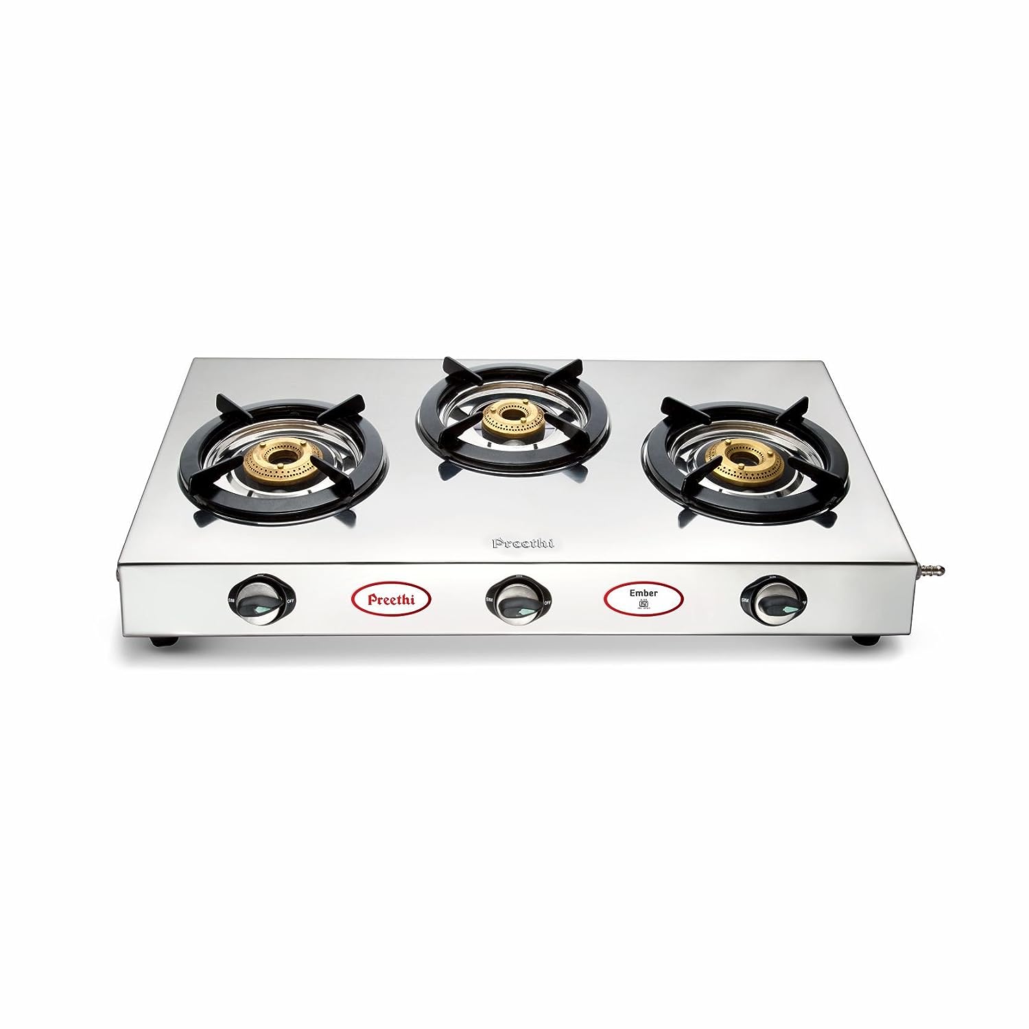Preethi EMBER Stainless Steel 3 Burner Gas Stove - BuildHUB