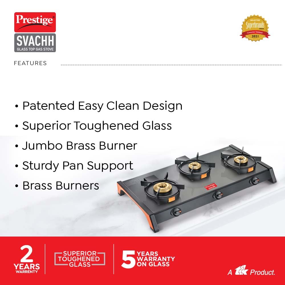 Prestige Svachh Duo 3B Gas Stove|Three Burner Gas Stove - BuildHUB