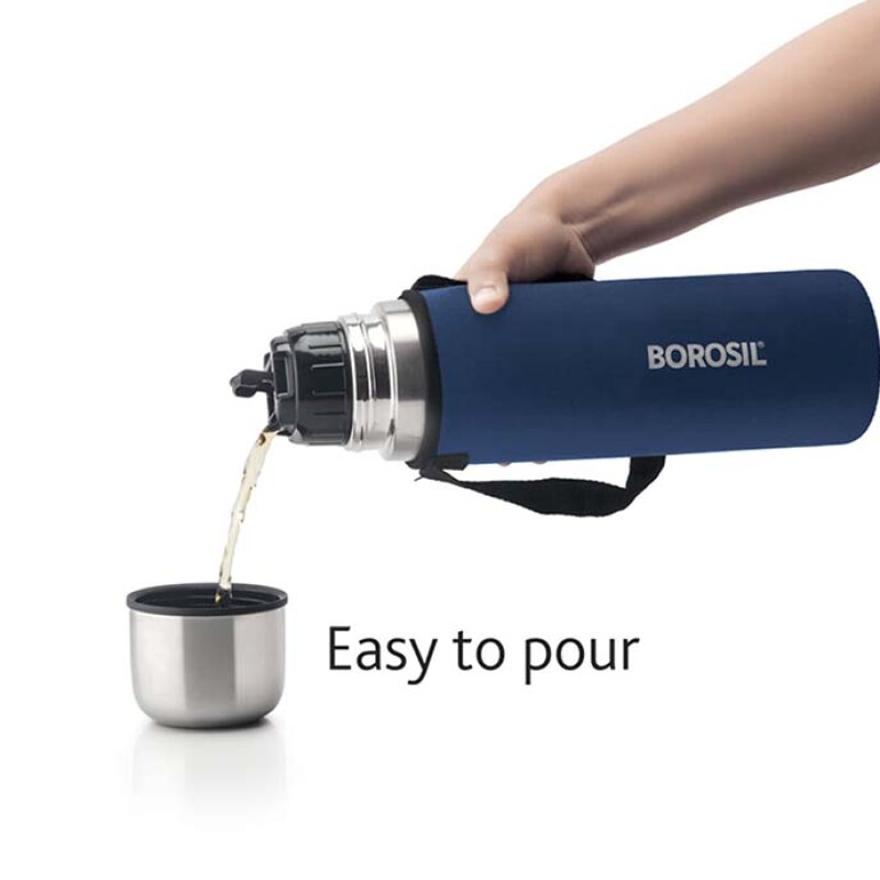 Borosil Vacuum Flask Thermo 500ML, Blue - Buildhub