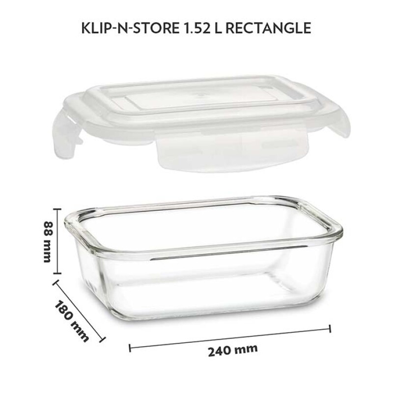 Borosil KLIP-N-Store Rectangle 1520ML - Buildhub