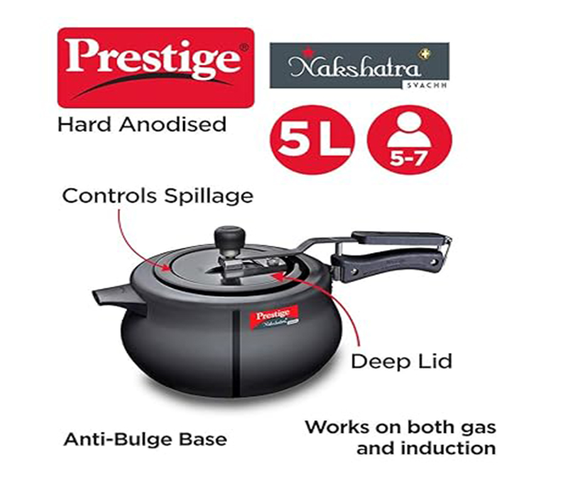 Prestige Nakshatra Plus Svachh Hard Anodised Spillage Control Handi ...