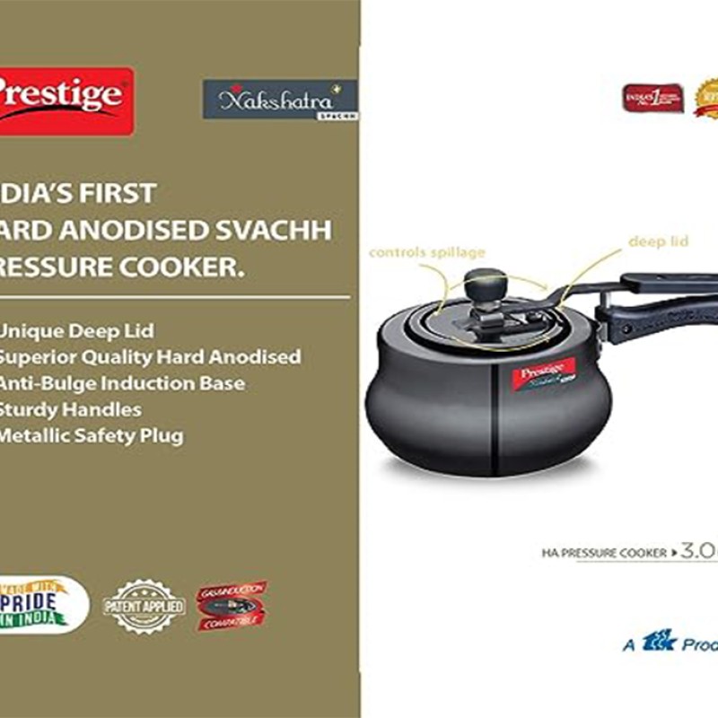 Prestige Nakshatra Plus Svachh Hard Anodised Spillage Control Handi ...