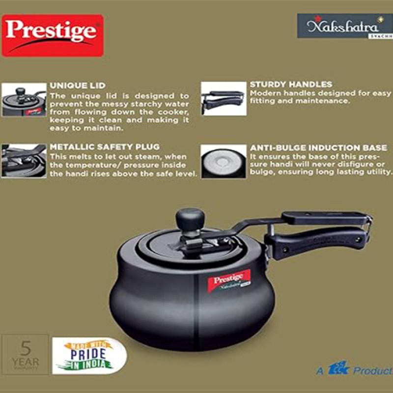 Prestige Nakshatra Plus Svachh Hard Anodised Spillage Control Handi ...