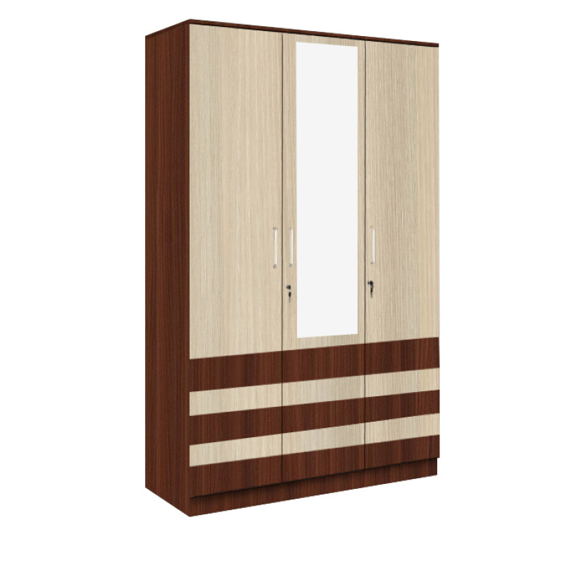 BHF 3 Door Wardrobe in Hiland Pine & Moldau Akazie Finish - BuildHUB