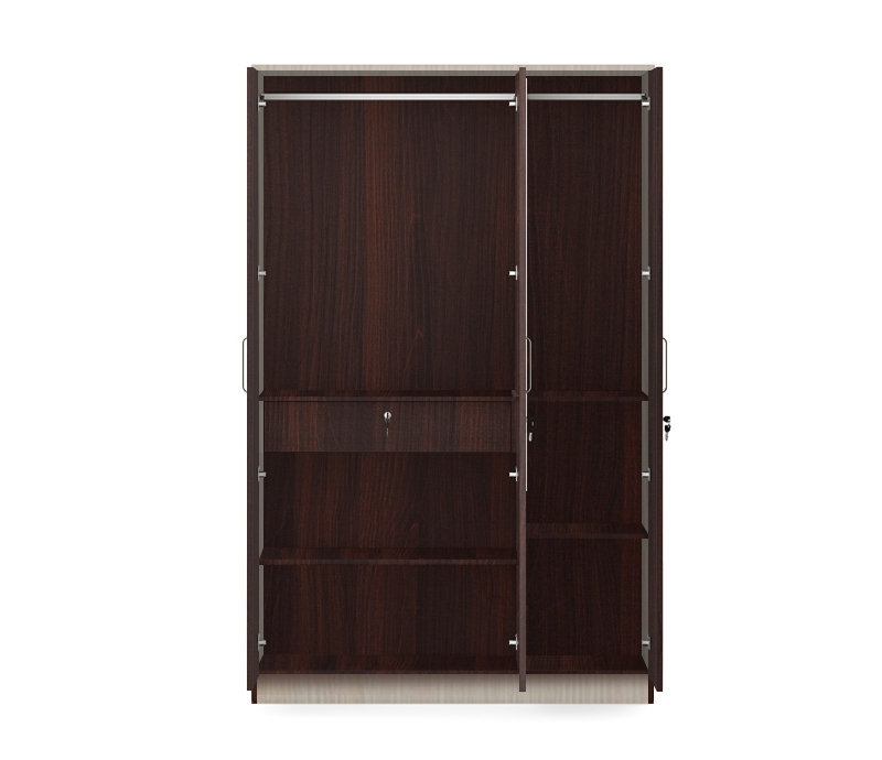 BHF 3 Door Wardrobe in Dark Maple & Hiland Pine Finish - Buildhub