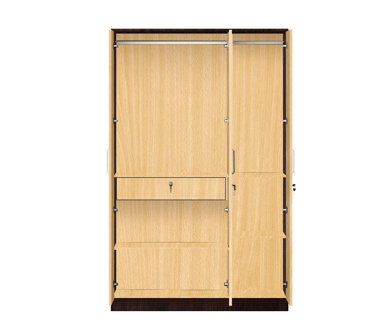 BHF 3 Door Wardrobe in Dark Maple & Ice Beech Finish - Buildhub