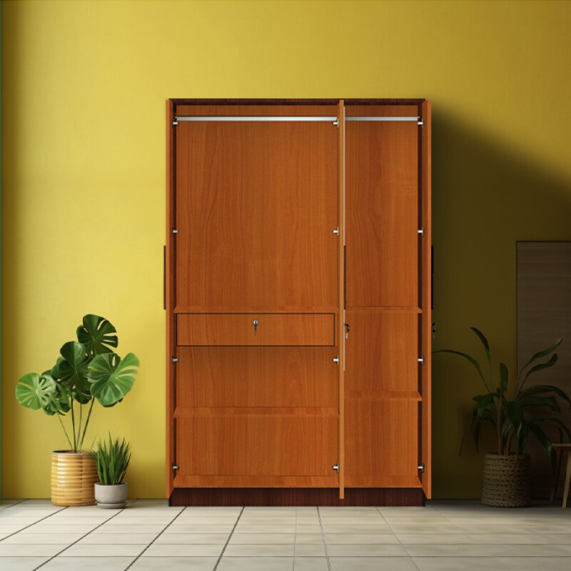 BHF 3 Door Wardrobe in Classic Planked Walnut & Oxford Cherry Finish ...