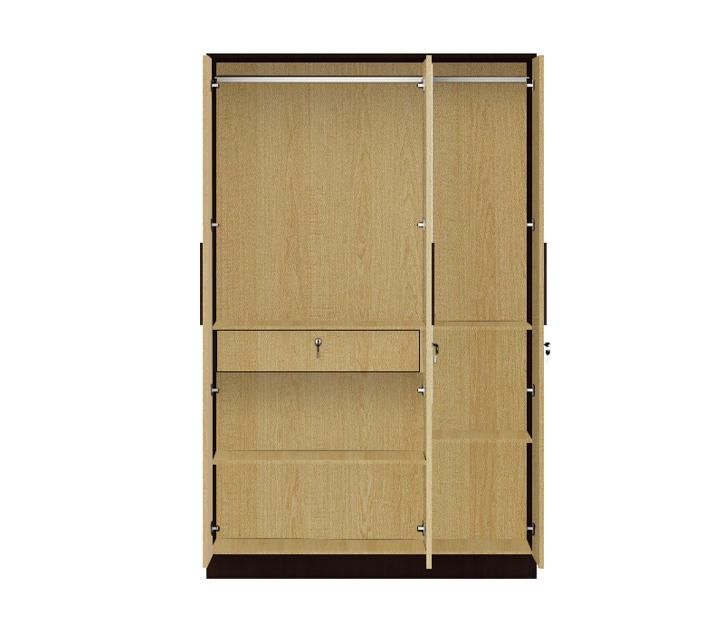 BHF 3 Door Wardrobe in Alberta Maple & Choco Walnut Finish - Buildhub
