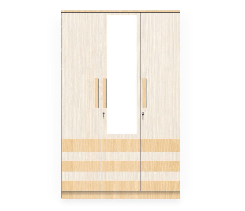 BHF 3 Door Wardrobe in Hiland Pine & Ice Beech Finish - Buildhub