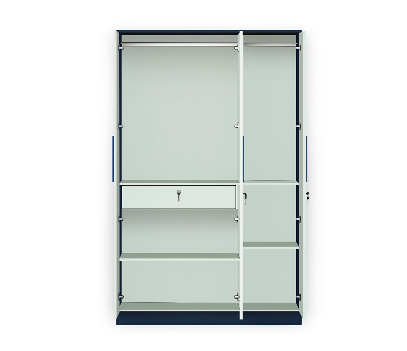 BHF 3 Door Wardrobe in Electric Blue & Silver Grey Finish - Buildhub