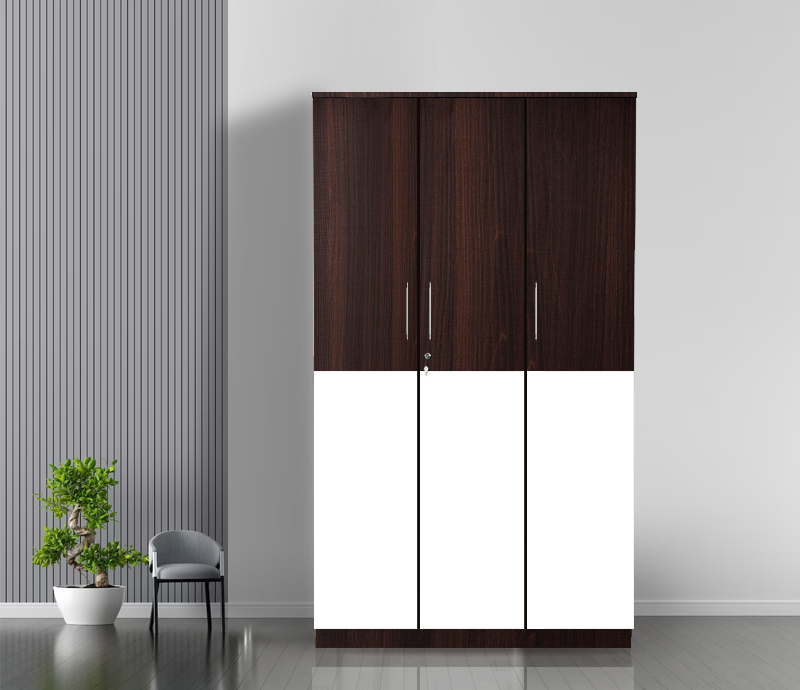 Engineering Wood 3 Door Wardrobe in Dark Maple - Buildhub